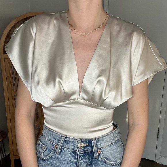 Zara | Tops | Zara Silky Open Front Back Top | Poshmark